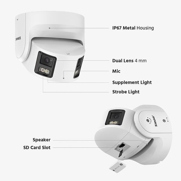 ANNKE 6MP Panoramic Outdoor Poe Dual Lens IP Security Camera Infrared ...