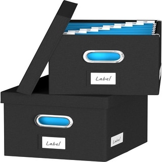 Set of 2 Linen Hanging File Box with Lid - Bed Bath & Beyond - 39427228