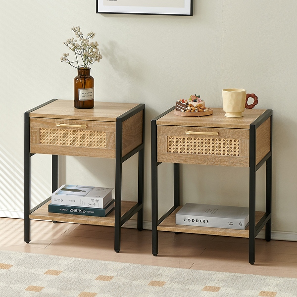 Rattan end tables for sale store