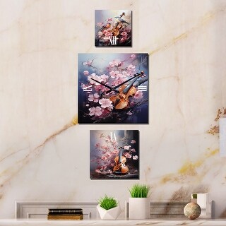 Designart "Violin And Nature Harmonic Hues " Music Clock For Office ...