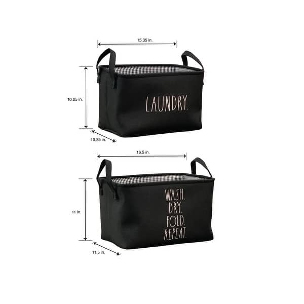 Rae Dunn Storage Set of 2 Organizing Baskets - LAUNDRY WASH DRY FOLD ...