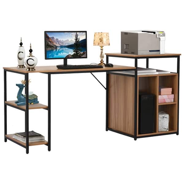 Writing Table Computer Desk With Printer Stand Shelf Large Desk With ...