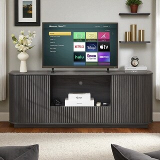 64'' Wavy TV Stand with Rounded Edges and Storage Cabinets,Modern Media ...