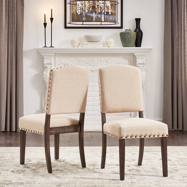 Benchwright Linen Look Side Chair With Nailhead Trim Set Of 2 By