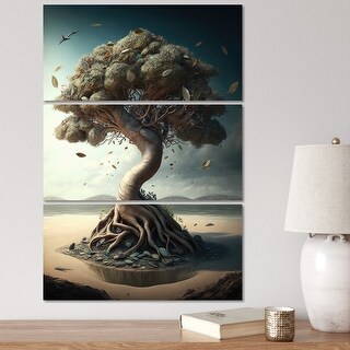 Designart "Bonsai Tree On Sand II" Tree Bonsai Canvas Art Print - 3 ...