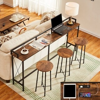 Console Table with 2 Outlet and 2 USB Ports,Entryway Table Narrow ...