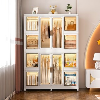 Portable Wardrobe Closet Storage Dresser for Clothes,12 Doors-12 Cubes ...