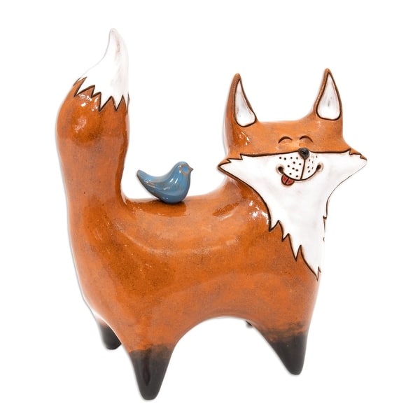 Novica Handmade Friendly Fox Ceramic Figurine - Bed Bath & Beyond ...