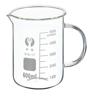 600ml Glass Beaker with Handle, 3.3 Borosilicate Lab Measuring Cups ...