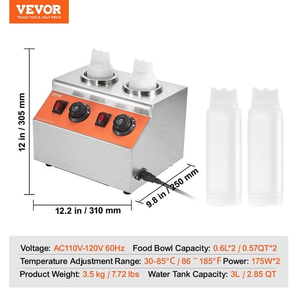 VEVOR 80-1300W Electric Cheese Sauce Warmer Cheese Dispenser with Pump ...