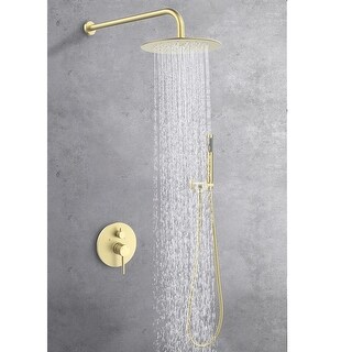 Gold Wall Mounted Shower System Set with Shower Head and Faucet - Bed ...