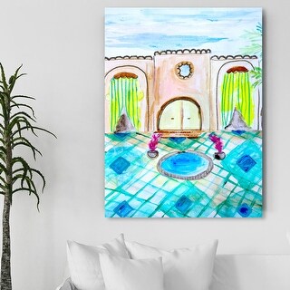 Oliver Gal 'Pool in the Courtyard' Architecture and Buildings Wall Art ...