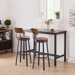 Set of 2 Bar Stools, Industrial Thickened Iron Frame Bar Chairs with ...