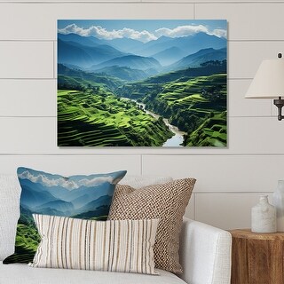 Designart "China Azure Rice Terraces III" Chinese Metal Wall Art Prints ...