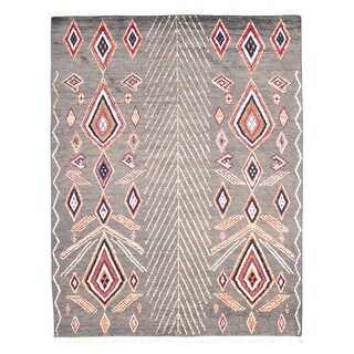 ECARPETGALLERY Hand-knotted Pak Finest Marrakesh Dark Grey Wool Rug - 8 ...