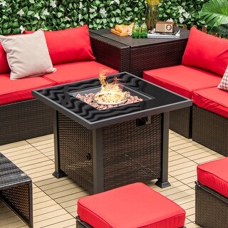 32'' Propane Fire Pit Table 50,000 BTU Square Firepit Heater - Bed Bath ...