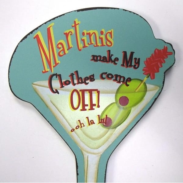 Tropical Drink Shaped Martini Glasses Wooden Wall Signs Plaques Set of ...
