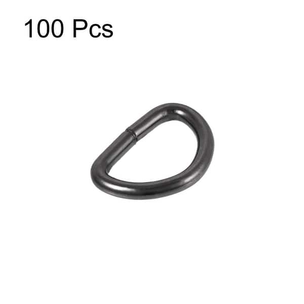 100Pcs Metal D Ring 0.39"(10mm) D-Rings Buckle for Hardware DIY - Black ...