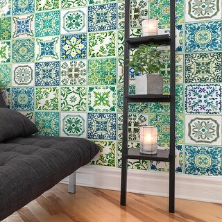 Walplus Tile Stickers Peel and Stick Turkish Green Mosaic Wall Sticker ...