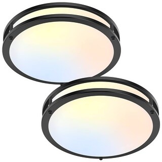 2-Pack 36W LED Ceiling Lights Black, 13inch Flush Mount Light Fixtures ...
