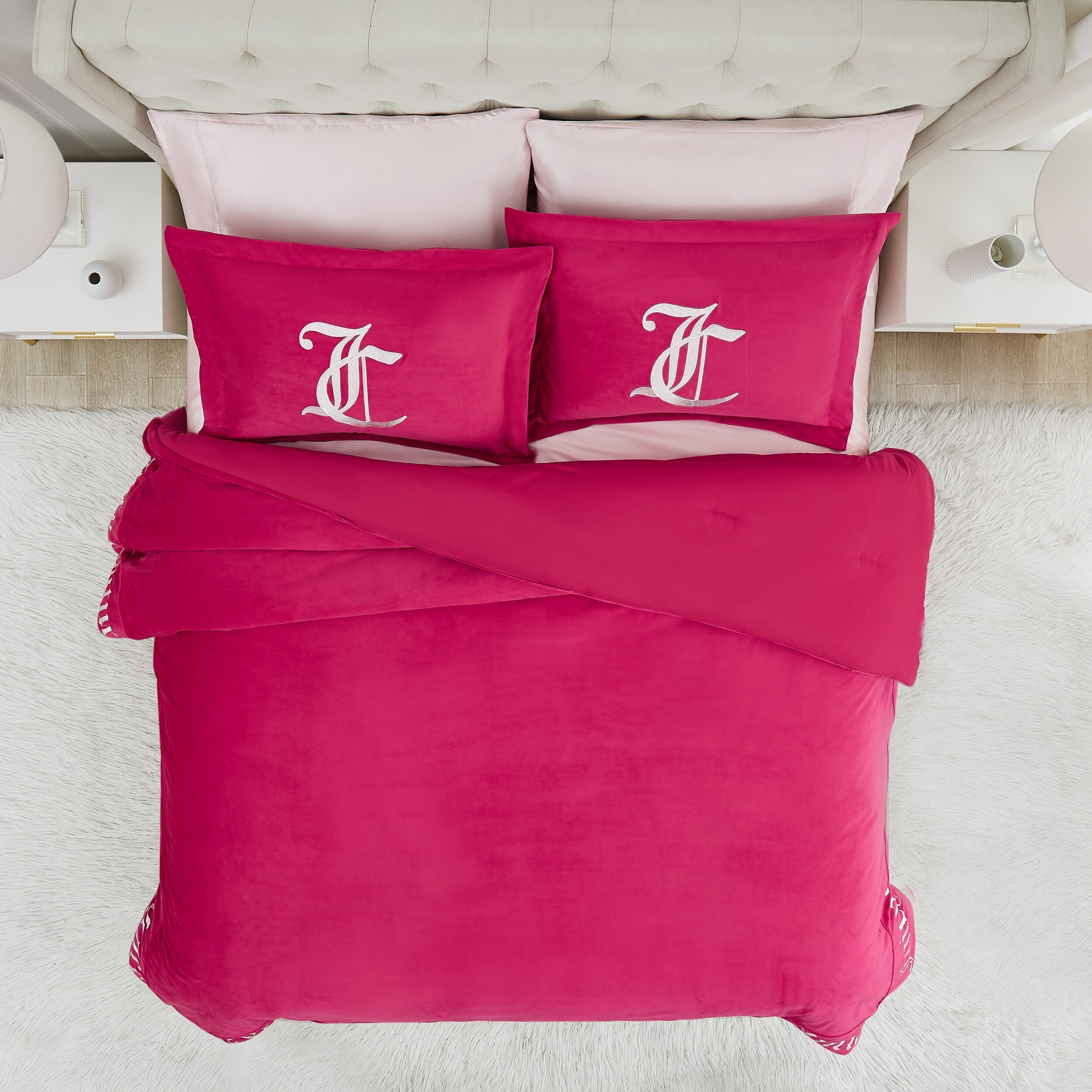 hot pink border bedding