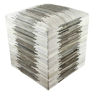 Pasargad Natural Cowhide Ottoman silver 19'' - 1' x 1' - Bed Bath ...