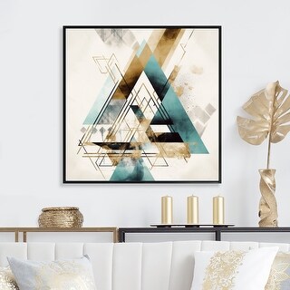 Designart "Green Triangle Boho Ii" Modern Geometric Framed Wall Art For ...