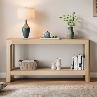 Elegant Farmhouse Console Table,with Premium Wood Veneer and Rounded ...