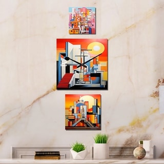 Designart "Theatres Sunrise De Stijl " Theatres Large Industrial Wall ...