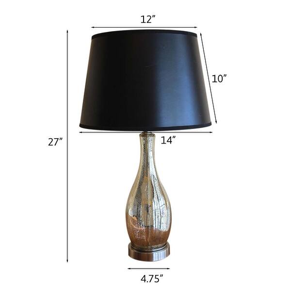 27" Shimmer Teardrop Lamp Base 2 Pack, Mercury Silver/Gold Glass Table ...