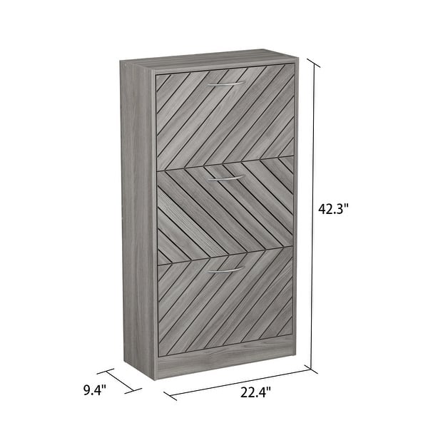Timechee 12 Pair Shoe Storage Cabinet with 2 Drawers, Wood Grey - Bed ...