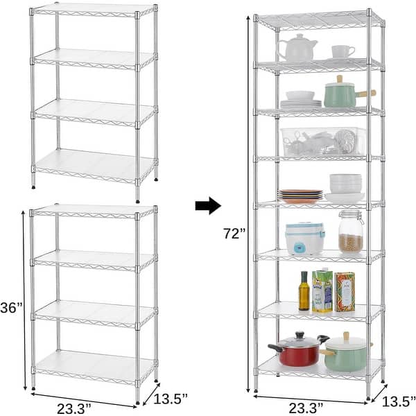 8-Tier Wire Shelving Unit Adjustable Steel Wire Rack Shelving - Bed ...