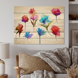 Designart 'Red And Glue Painted Bruses Impression' Traditional Wood ...