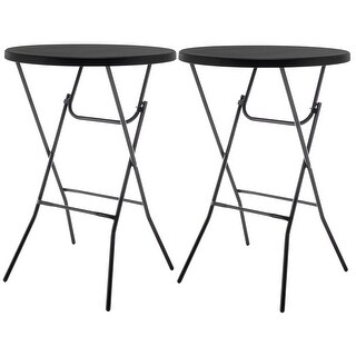 BTEXPERT Black 2.63 Foot Round Plastic Bar Height Folding table For ...