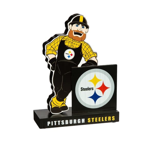 8 in. Wooden Mascot Statue with Team Logo, Pittsburgh Steelers - Bed ...