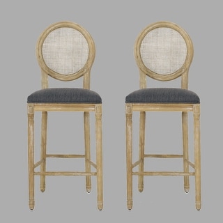 Elegant French Country Bar Stools, Set of 2 with Natural Rattan Back ...
