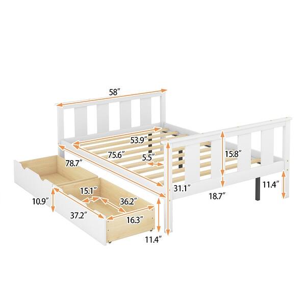 Full Size Platform Bed Wood Bed Frame with Storage Drawers - Bed Bath ...