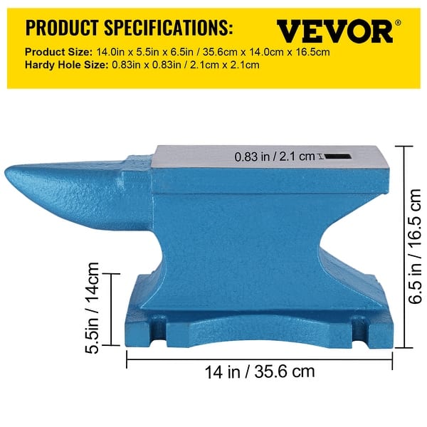 VEVOR 55 lb Anvil Blacksmith Cast-Iron 25 kg Heat Treated Long Horn ...