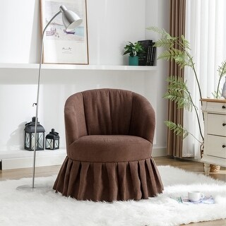 Linen Fabric Accent Swivel Chair Auditorium Chair With Pleated Skirt ...