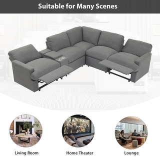 104" Power Recliner Sofa Sectional Couches with Storage Box, USB Ports ...