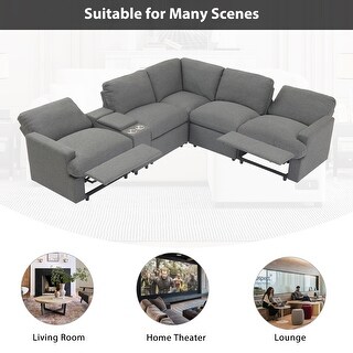 104'' Power Corner Sofa w/USB Ports & Power Socket L-Shape Sectional ...