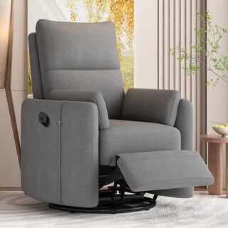 Grey Swivel Recliner with Removable Pillows - Bed Bath & Beyond - 40508720
