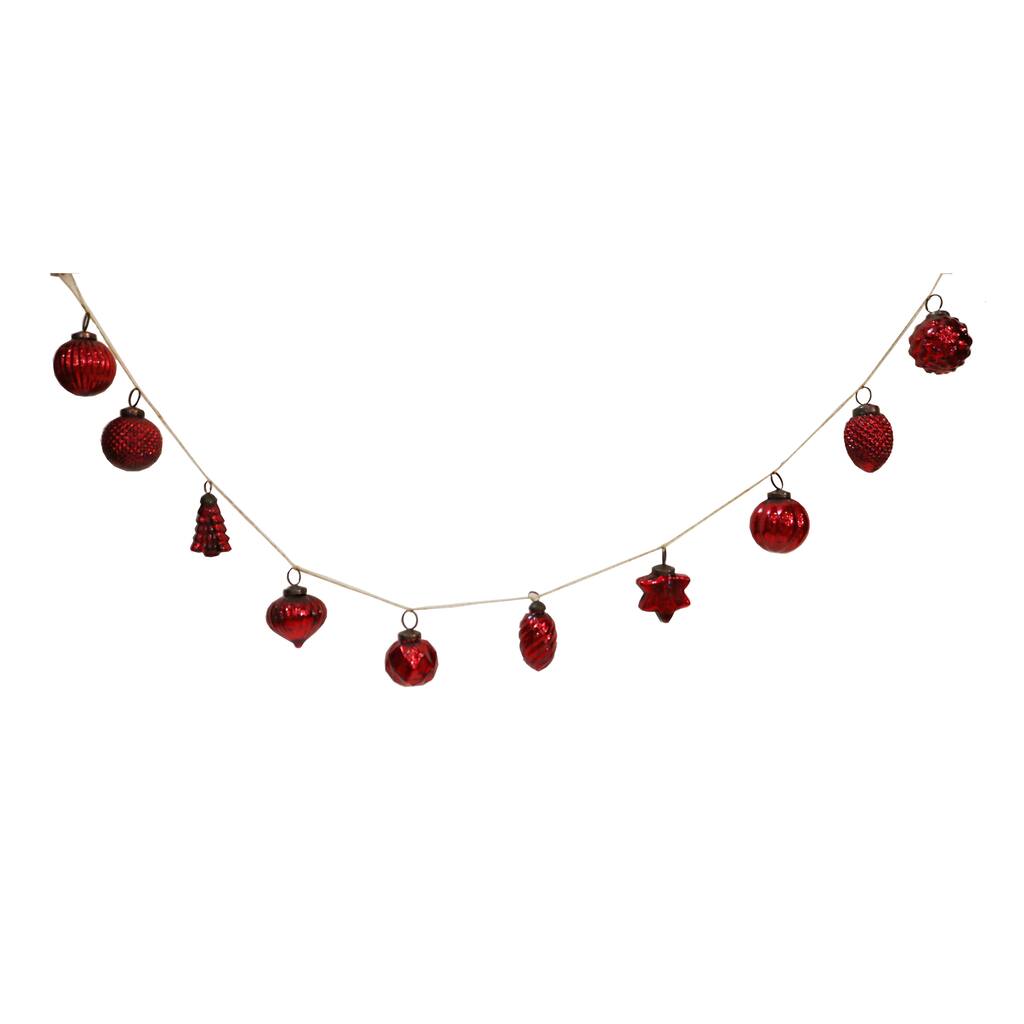 Seasonal Abode Assorted Glass Garland - 4' - Red - Overstock - 36845773