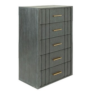 Cid Lime 44 Inch Tall Dresser Chest, 5 Gliding Drawers, Gray, Brass ...