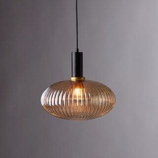 Indoor Pendant Light With Ribbed Glass Texture 12" - Medium Size - Bed ...