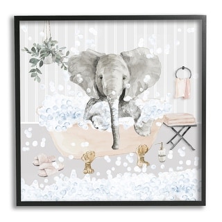 Stupell Fun Elephant Bubble Bath Tub Framed Giclee Art by Lanie Loreth ...