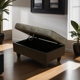 Tufted Flannel Rectangular Upholstered Ottoman w/ Storage & Liquid Rod ...