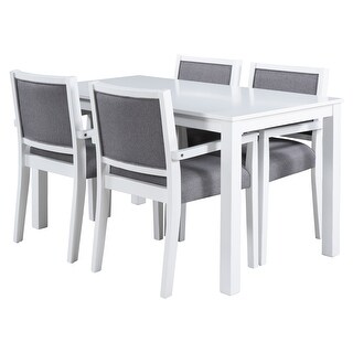 Wood 5-Piece Dining Table Set with 4 Square Arms Dining Chairs ...