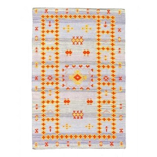 Canvello Fine Hand Knotted Flat Weave silk Moroccan Rug - 4' X 6 ...