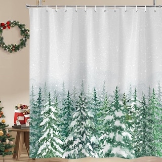 Christmas Tree Shower Curtain 72"x72" with Hooks - Rustic Forest Decor ...